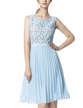 Apart Fashion Damen Dress with Lace Partykleid,per Pack Blau (hellblau hellblau),36 (Herstellergröße:36)