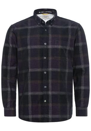 Camel Active Herren Karohemd aus gebrochenem Baumwollcord Schwarz, Menswear-S