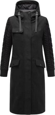 Navahoo Manteau dhiver chaud pour femme en aspect laine avec manches tricot&eacute;es et capuche Knit Babe 14 S-3XL, Noir, M