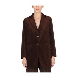 Margaret Howell Femme, Vestes, Brun, Taille: 40 FR Blazer crois&eacute; en velours c&ocirc;tel&eacute;