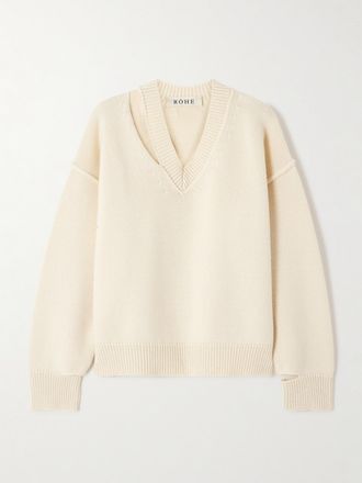 Róhe Pullover Aus Einer Woll-kaschmirmischung Mit Cut-outs - Wollweiß