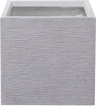 Beliani Pot de Fleurs Jardin dExtérieur Carré en Fibre dArgile 40x40x38 cm Gris Clair Paros
