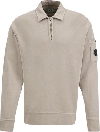 C.P. Company C.p. Company, Homme, Sweatshirts et sweats &agrave; capuche, Beige, Taille: XL Polo Collar SweaT-shirt