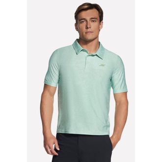 Skechers GO DRI All Day Bedrucktes Polyester Herren Poloshirt in Gr&uuml;n