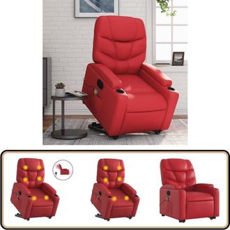 vidaXL Massagesessel mit Aufstehhilfe Elektrisch Rot Kunstleder - Elektrischer Massage Sessel - Relaxsessel - Fernsehsessel - Lift Chair - Ergonomisch