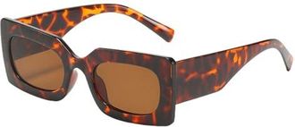 Generic Lunettes de soleil à monture épaisse pour hommes mode luxe grande monture verte rectangulaire lunettes de soleil masculines épaisses UV400, thé léopar