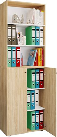 VCM Büroschrank mit 6 Fächern | Büroregal | moderner Aktenschrank mit Drehtüren | Maße ca. H. 220 x B. 70 x T. 40cm - Lona 6-Fach