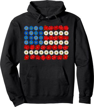 Trendy Apparel United States of America USA Floral Flag Pullover Hoodie