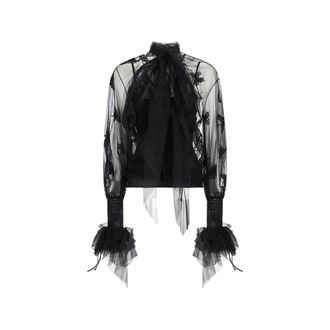 Blumarine Femme, Blouses et Chemises, Noir, Taille: 36 FR Embr Net Top