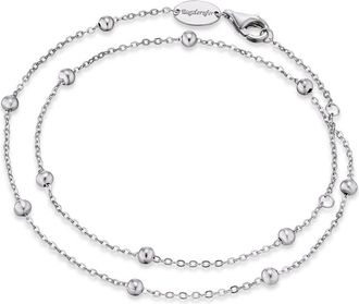 Engelsrufer Damen Armband aus Sterling Silber, doppelt gewickelte Perlen in silber, Karabinerverschluss, längenverstellbar, nickelfrei, ERB-LILMOON