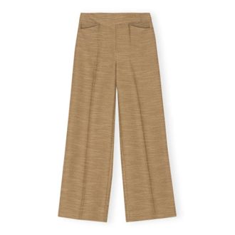 Ganni Leinenhose mit mittlerer Taille - - Trousers - Damen - Beige - S