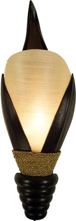 Guru Shop Palmenblatt Wandlampe/Wandleuchte, in Bali Handgefertigt aus Naturmaterial, Palmholz - Modell Ibiza, 55x22x15 cm