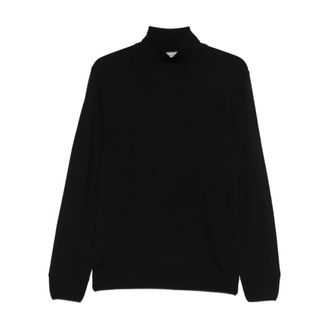 Canali Homme, Pulls, Noir, Taille: L Pull noir en laine à col roulé