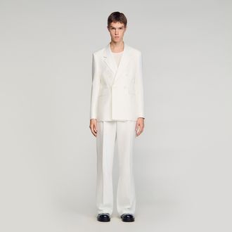 Sandro Veste de costume crois&eacute;e en lin