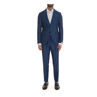 Paoloni Woll Leinen Jacke mit Taschen - - Suits - Herren - Blau - L