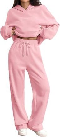 TOMWELL Survêtement Femme Ensemble 2 Pièce Jogging Suit Sport Décontracté Ensemble Jogging Couleur Unie Sportswear A Rose L