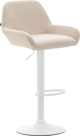 Clp Barhocker Braga Stoffbezug I Höhenverstellbarer Barstuhl Mit Metallgestell I Thekenhocker Mit Integrierter Fußstütze, Farbe:Creme, Gestell Farbe:weiß
