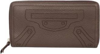 Balenciaga Portefeuille Continental Classique Pre-owned en cuir de veau gaufr&eacute; Long Wallet - Femme - Pre-owned - Brun - Taille: ONE Size