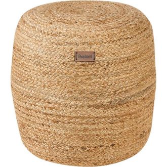 Beliani Beliani - Pouf de Forme Cylindrique en Jute Beige Sable et en Tissu Coton de 48 cm de Hauteur avec Rembourrage en Billes de Polystyr&egrave;ne