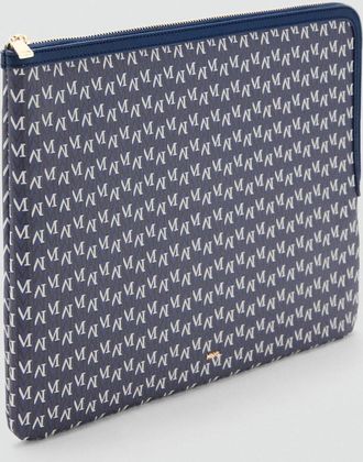 Mango Laptophülle mit Logo-Print marineblau - Damen - Einheitsgröße - MANGO