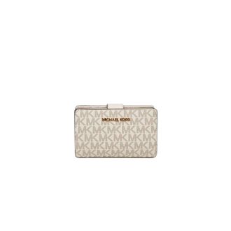 Michael Kors Portefeuille zipp&eacute; moyen fantaisie &agrave; deux volets avec porte-cl&eacute;s - Femme - Accessoires - Beige - Taille: ONE Size