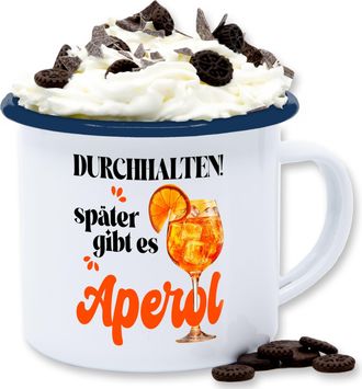 Shirtracer Emaille Tasse Blechtasse - Alkohol - Tassen - Witziges Geschenk für Frauen Durchhalten später gibt es Aperol Spritz Accessoires | Kollegin Geschenk Fr