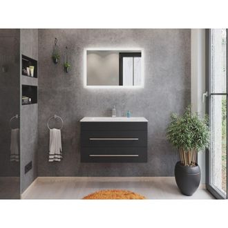 Magnolia Home Badm&ouml;bel Mars 800 2-teilig mit LED Spiegel SlimLine grafit