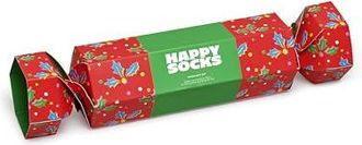 Happy Socks Christmas Cracker Holly Gift Box, colorés et amusants, Chaussettes pour homme et femme, Rouge-Vert-Blanc 2 paires (41-46)