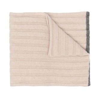 Brunello Cucinelli Gerippter Cashmere Schal mit Kontraststreifen - - Accessories - Herren - Beige - ONE SIZE
