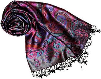 Lorenzo Cana Pashmina Foulard tissé jacquard 100% soie Motif cachemire Multicolore 70 x 190 cm