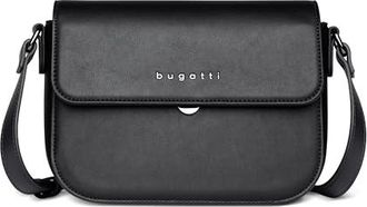 Bugatti Almata sac &agrave; &eacute;paule femme S, petit sac bandouli&egrave;re, pochette en cuir synth&eacute;tique, noir