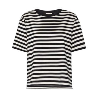 Max Mara Gestreiftes Baumwoll-T-Shirt - - Tops - Damen - Schwarzk - M