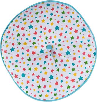 Homescapes Kinder Sitzkissen rund 100% Baumwolle mit Polyester Füllung Stern bunt Ø 43 cm
