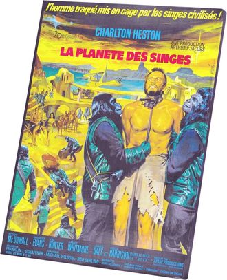 Fabulous Druck auf Leinwand Alte Französisch-Film-Planet der Affen Retro Vintage Film Kino (60 cm x 80 cm)