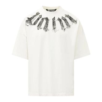 Palm Angels Big Neck Logo Tee - - Tops - Herren - Beige - M