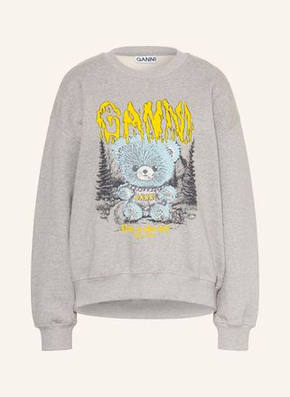 Ganni Oversized-Sweatshirt Mit Schmucksteinen grau