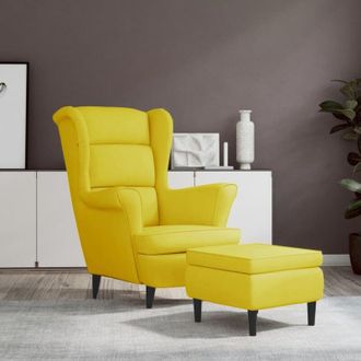 vidaXL Ohrensessel mit Hocker Senfgelb Samt Vidaxl