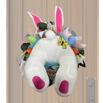 Generic Frühling Haustür - Ostern Willkommensschild, dekorativer künstlicher, Urlaub Bauernhouse | Charmanter Hasenkranz mit Pastellblumen, Elegante Osterdeko