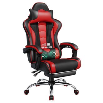 Yaheetech Gaming Stuhl Ergonomischer Gaming Sessel mit Massagefunktion Computerstuhl mit Fu&szlig;st&uuml;tze B&uuml;rostuhl 90-135&deg; R&uuml;ckenlehne verstellbar Gamer Stuhl f&uuml;r f&uuml;r
