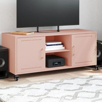 vidaXL Meuble tv rose 100,5x39x43,5 cm acier - Vidaxl