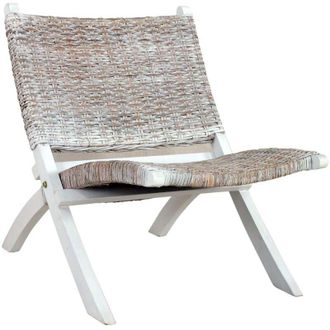 vidaXL Chaise de relaxation rotin kubu naturel et bois dacajou massif Vidaxl