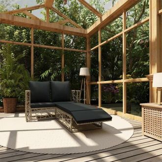 vidaXL 2-tlg. Garten-Lounge-Set mit Auflagen Poly Rattan Grau - Vidaxl