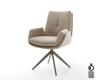 DELIFE Drehstuhl Clea-Flex Boucl&eacute; Schlamm Kreuzgestell breit Effektfinish Titan 360&deg; drehbar Wippfunktion, Esszimmerst&uuml;hle