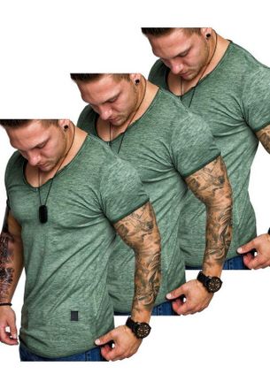 Amaci & Sons T-Shirt 3. NYC Herren 3er-Pack T-Shirts (3er-Pack) Herren Basic Oversize T-Shirt mit V-Ausschnitt