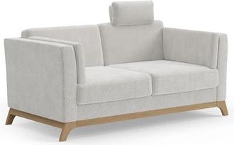 Cavadore Cavadore 2,5er-Sofa Vida / 2,5-Sitzer Couch im trendigen Design mit massivem Holzrahmen in Buche, Kopfstütze mit Kuschelkissen / 183 x 84 x 93 / Cheni
