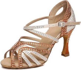 Miyoopark Chaussures de danse latine pour femme avec bride en strass - Sandales formelles de mariage, L450 Nu Talon 9 cm, 43.5 EU