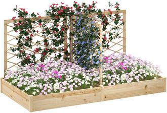 OUTSUNNY Grande jardini&egrave;re avec 3 treillis modulables dim. 222 x 114 x H.109cm bois sapin pr&eacute;-huil&eacute;