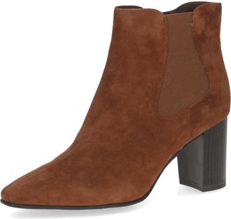 Caprice Damen Stiefeletten mit Absatz aus Leder Spitz, Braun (Cognac Suede), 37 EU