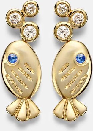 Yvonne L&eacute;on Yvonne L&eacute;on Ohrringe Sous Leau aus 9kt Gelbgold (375/1000) mit Diamanten und Saphiren