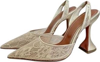 Generic YUJIEBB Sandales &agrave; talons hauts en maille transparente avec dentelle et sangle arri&egrave;re pour femme, Abricot01, 36.5 EU